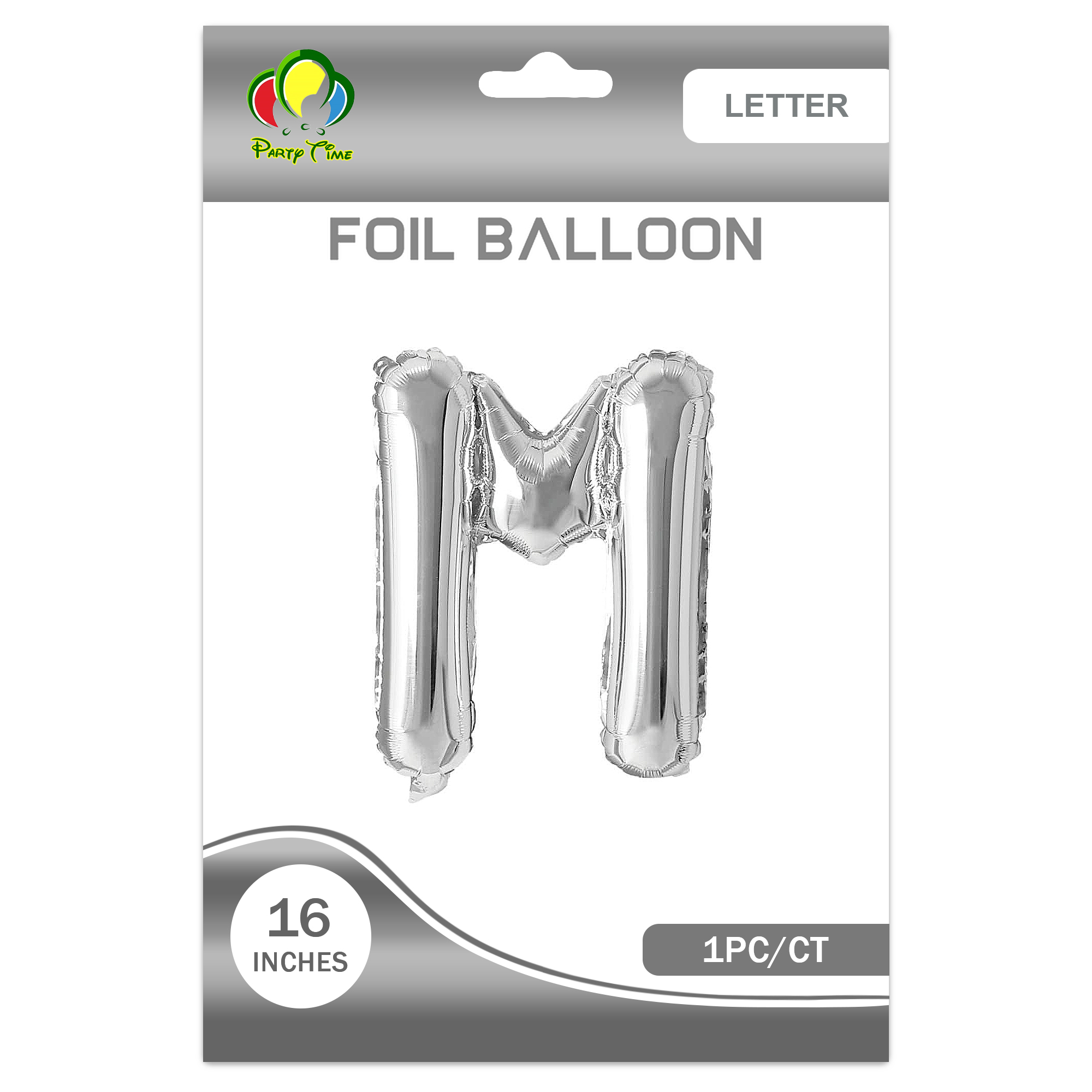 16″ Letter M Foil Balloon, Silver – Party Time Dubai