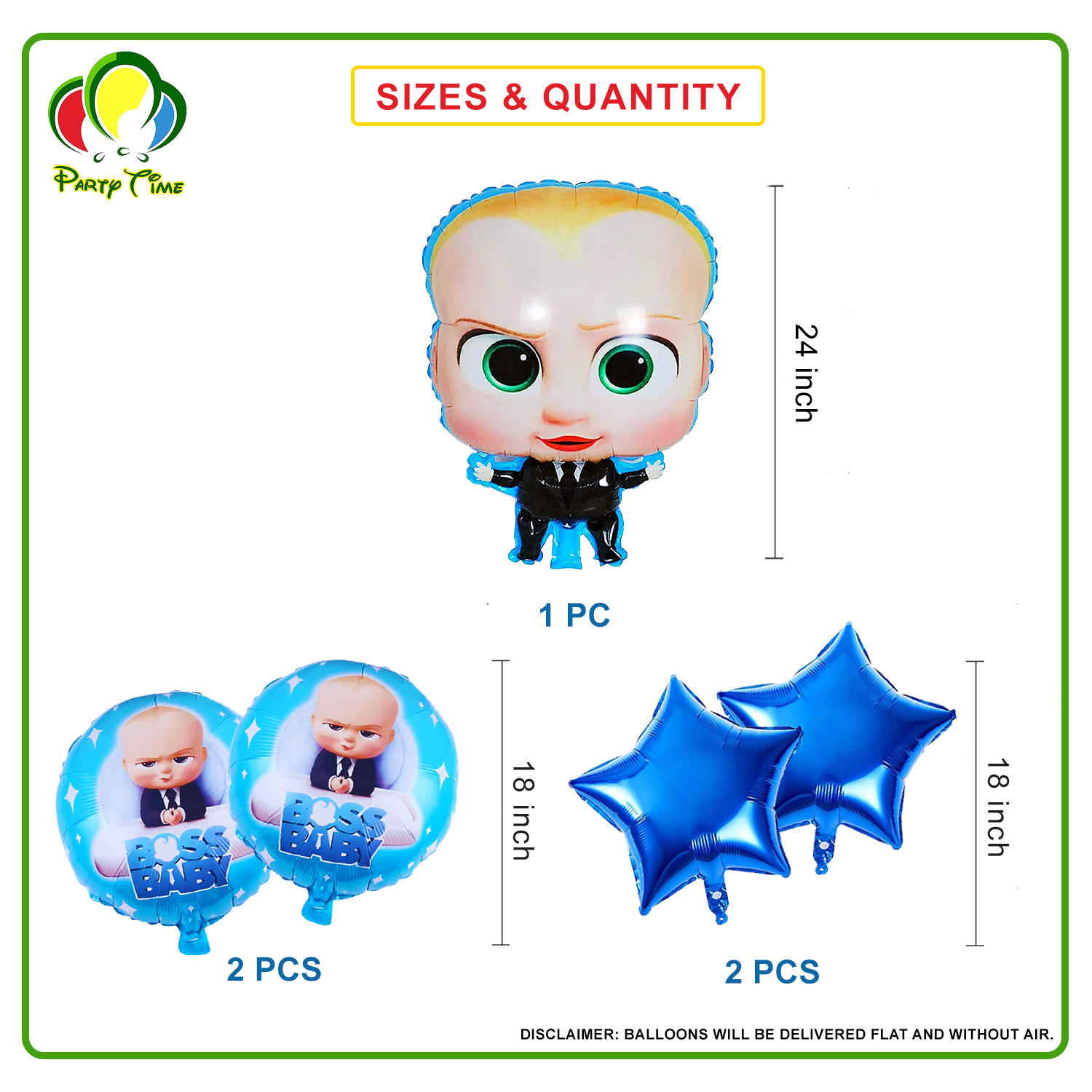 5pcs Boss Baby Foil Balloons Set, Birthday Balloon Bouquet – Party Time ...