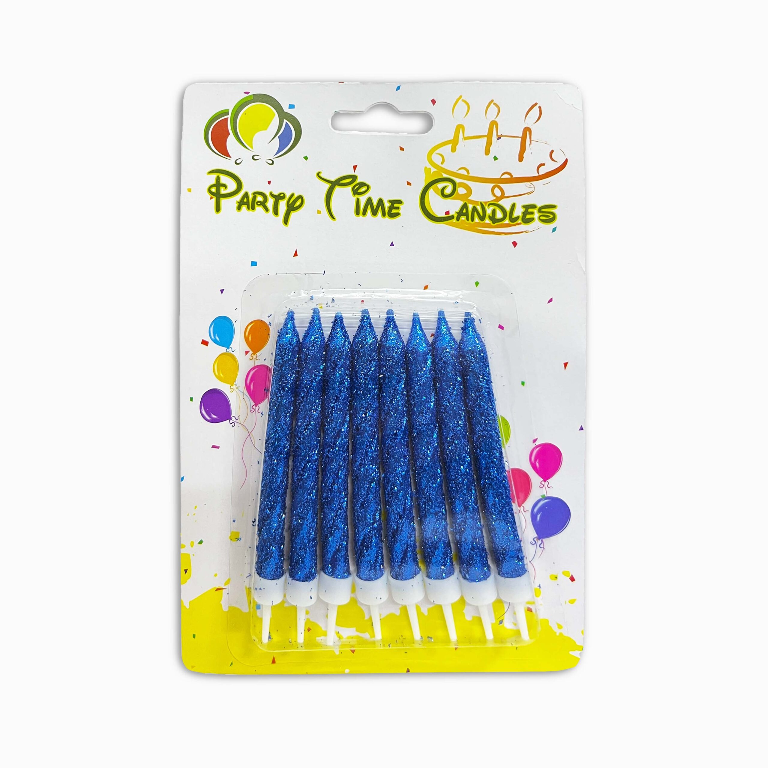 8pcs Glittery Spiral Birthday Candles, Blue – Party Time Dubai
