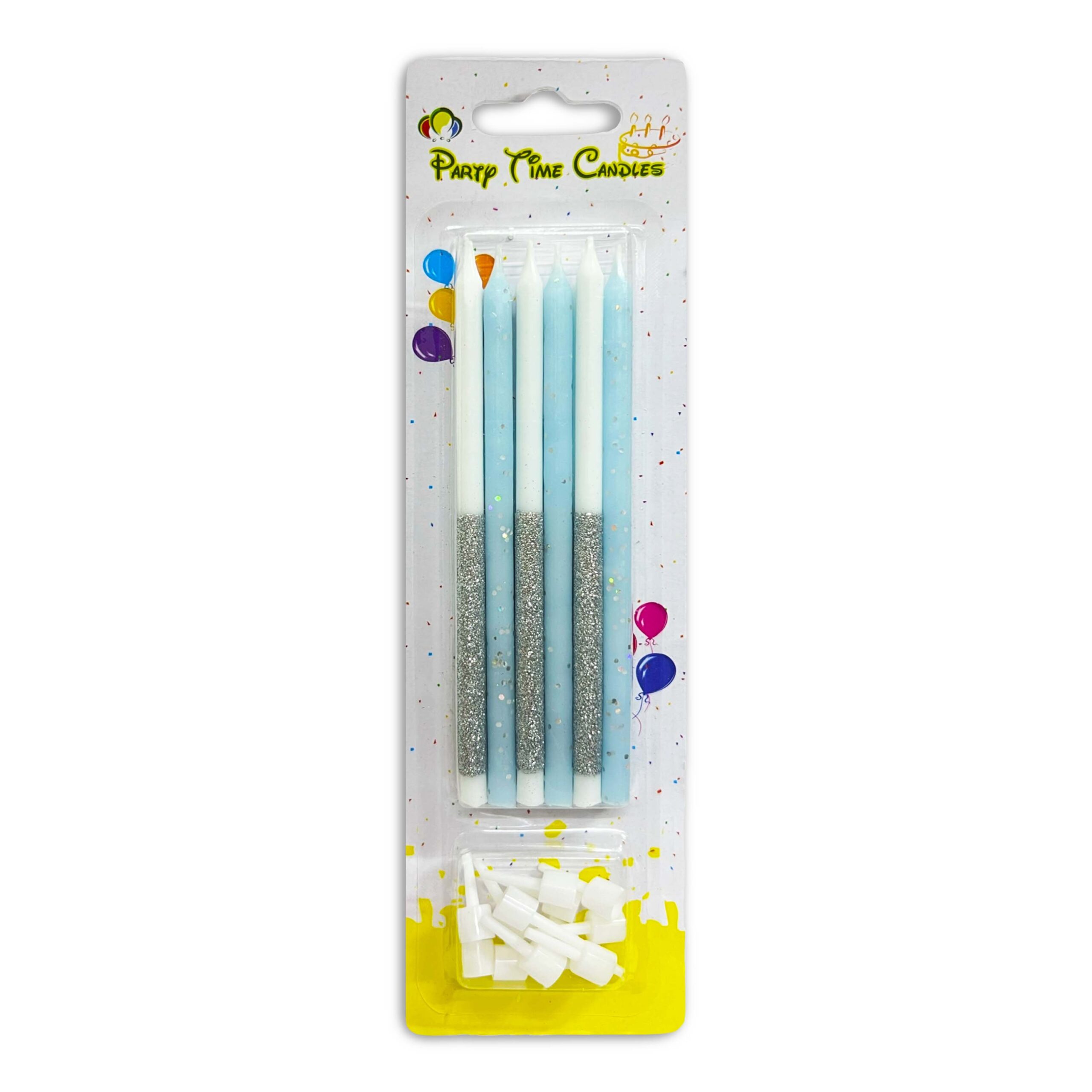 12pcs Birthday Candle Sticks, Blue & White – Party Time Dubai