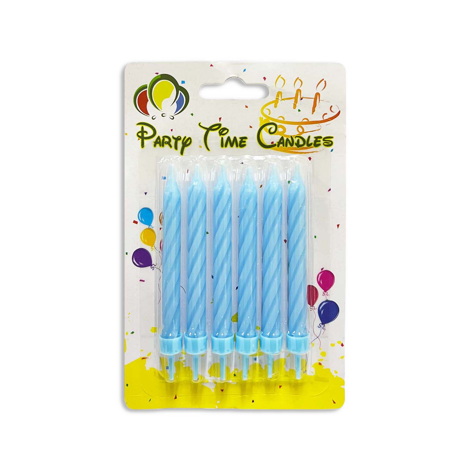 6pcs Spiral Birthday Candles, Light Blue – Party Time Dubai