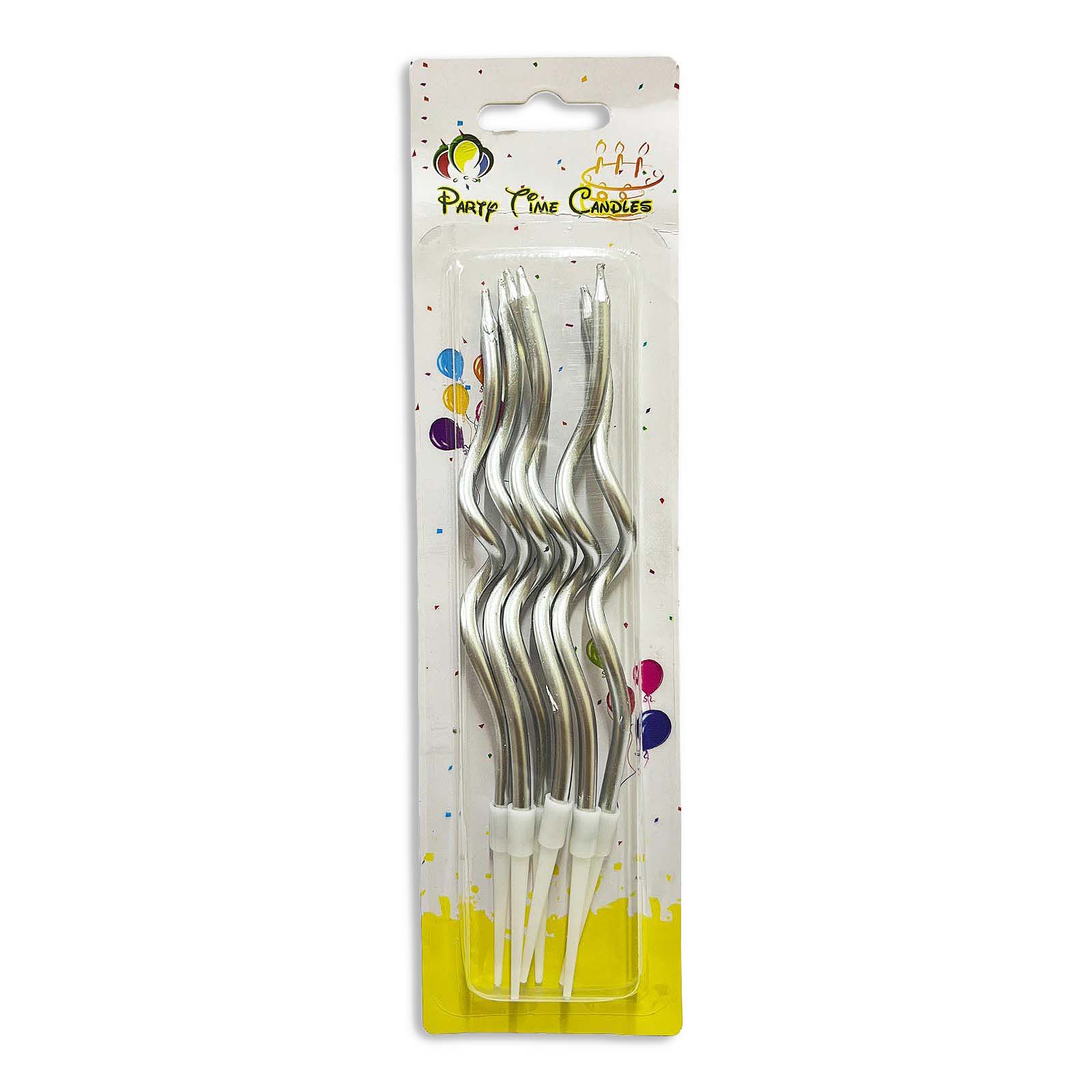6pcs Metallic Curly Spiral Birthday Candles, Silver – Party Time Dubai