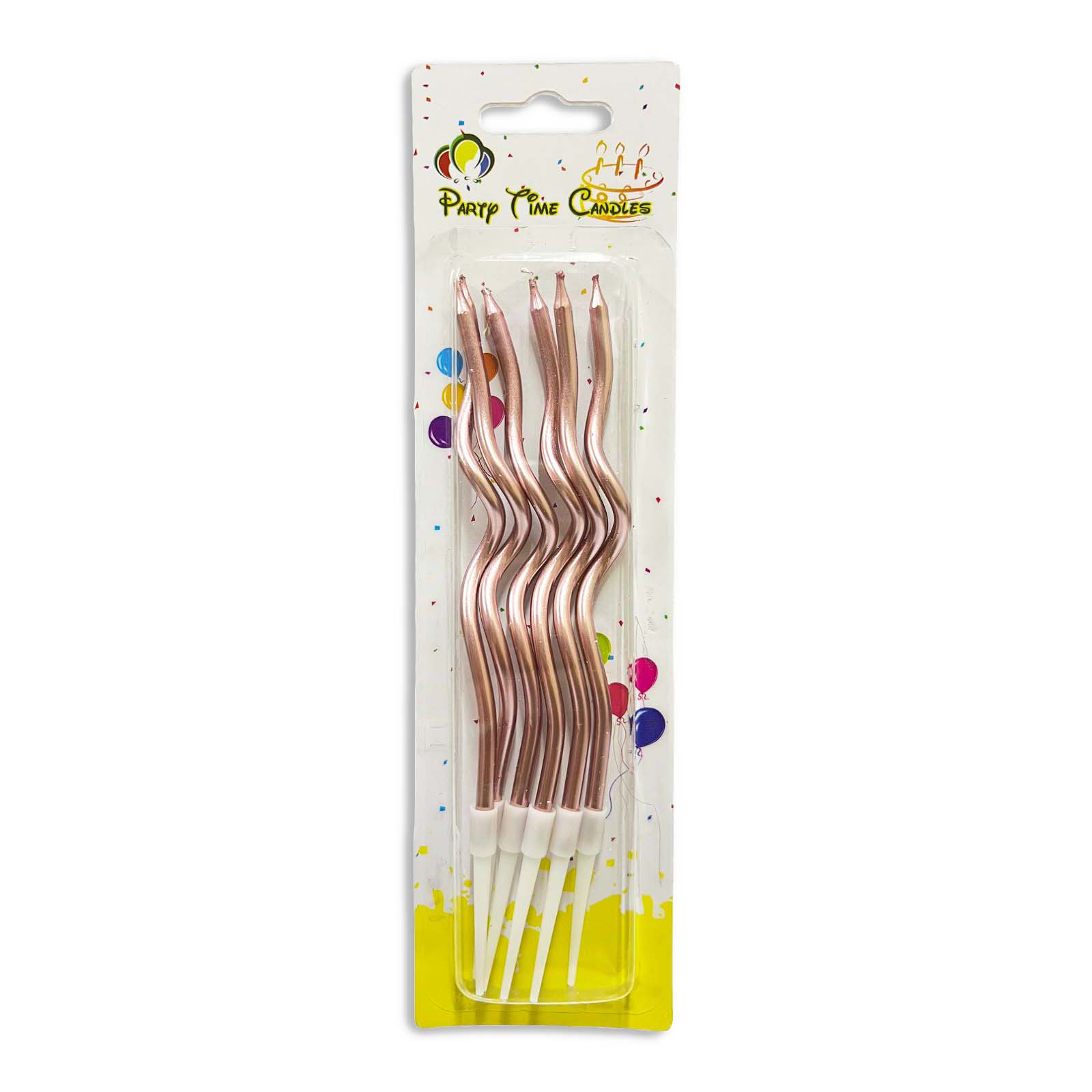 6pcs Metallic Curly Spiral Birthday Candles, Rose Gold – Party Time Dubai