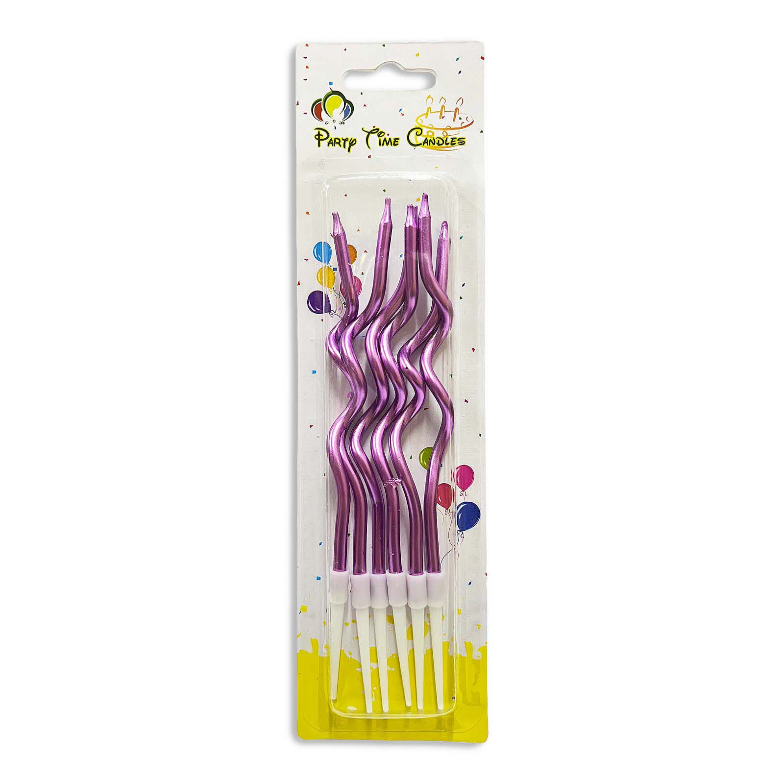 6pcs Metallic Curly Spiral Birthday Candles, Pink – Party Time Dubai