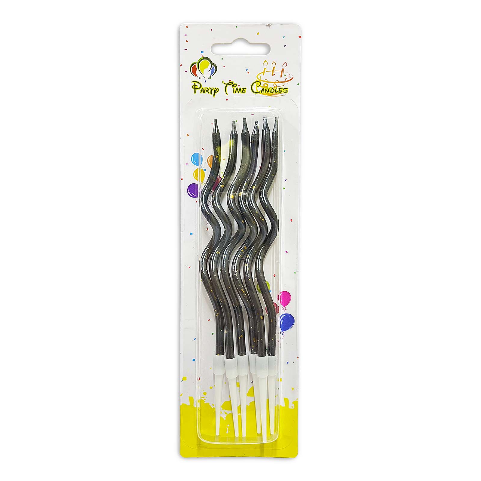 6pcs Dotted Metallic Curly Spiral Birthday Candles, Black – Party Time ...