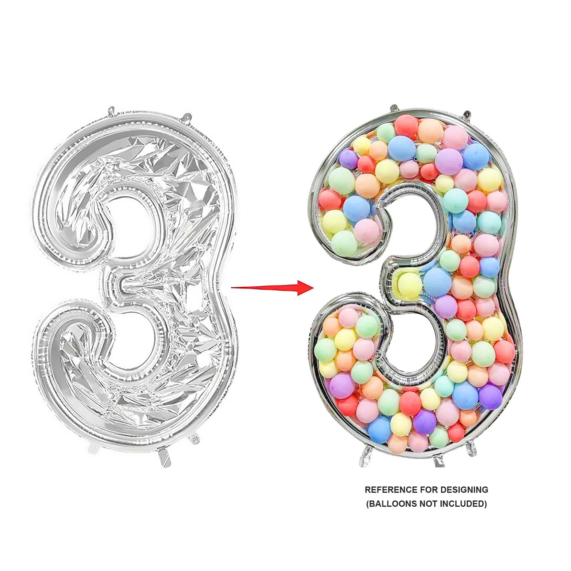 1pc 52″ Number 3 Foil Balloon Frame, Balloon Decorations – Party Time Dubai