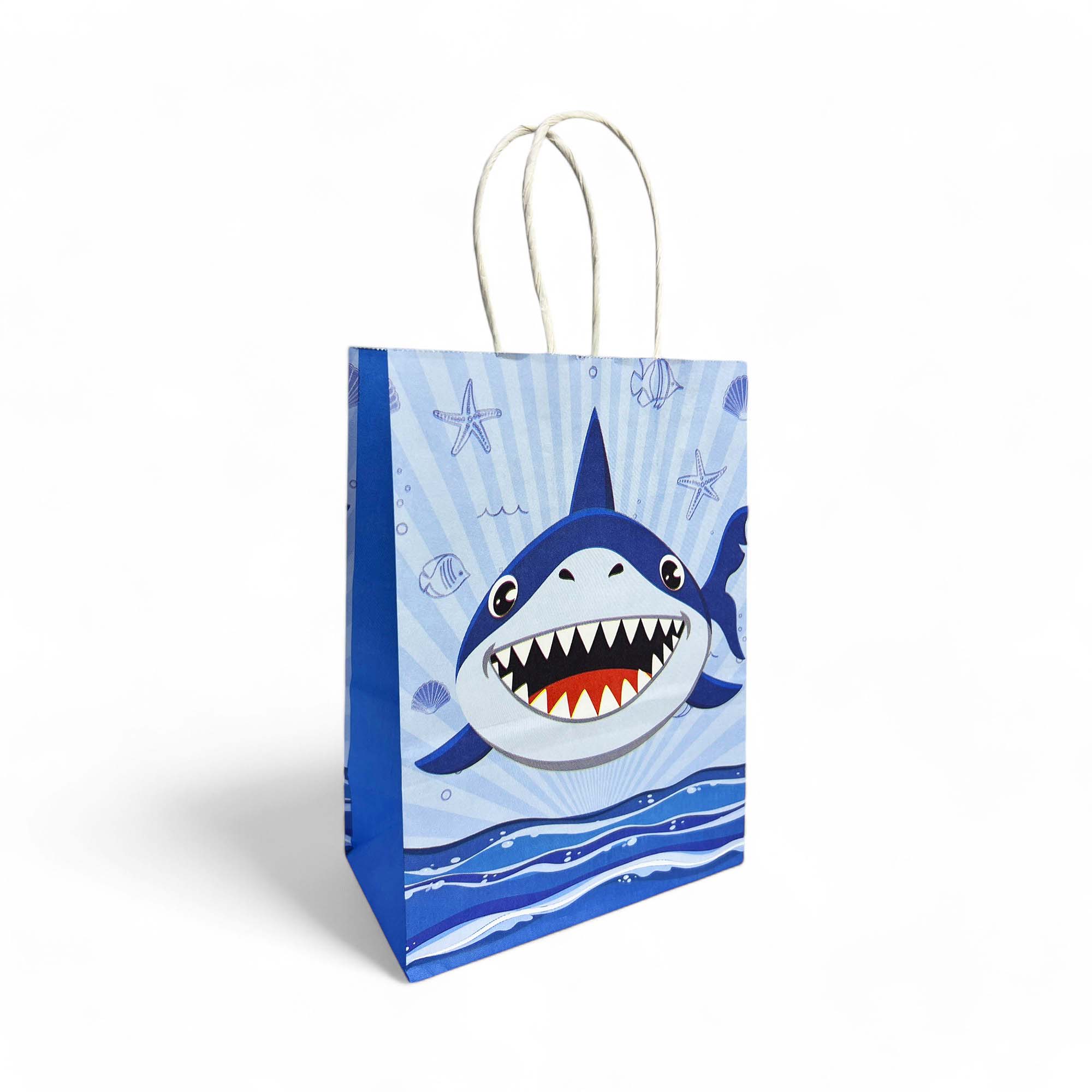 12-Pieces 22x15x8cm Shark Paper Bags – Theme Birthday Party Favor Bags ...