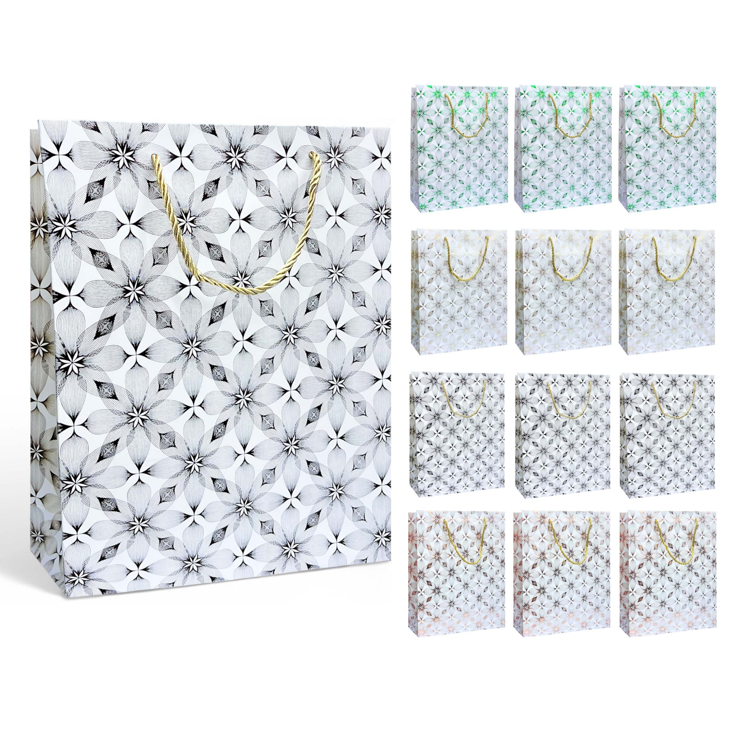 Pack of 12 Assorted Design Paper Bags, Birthday Gift Bags – 3 Sizes ...