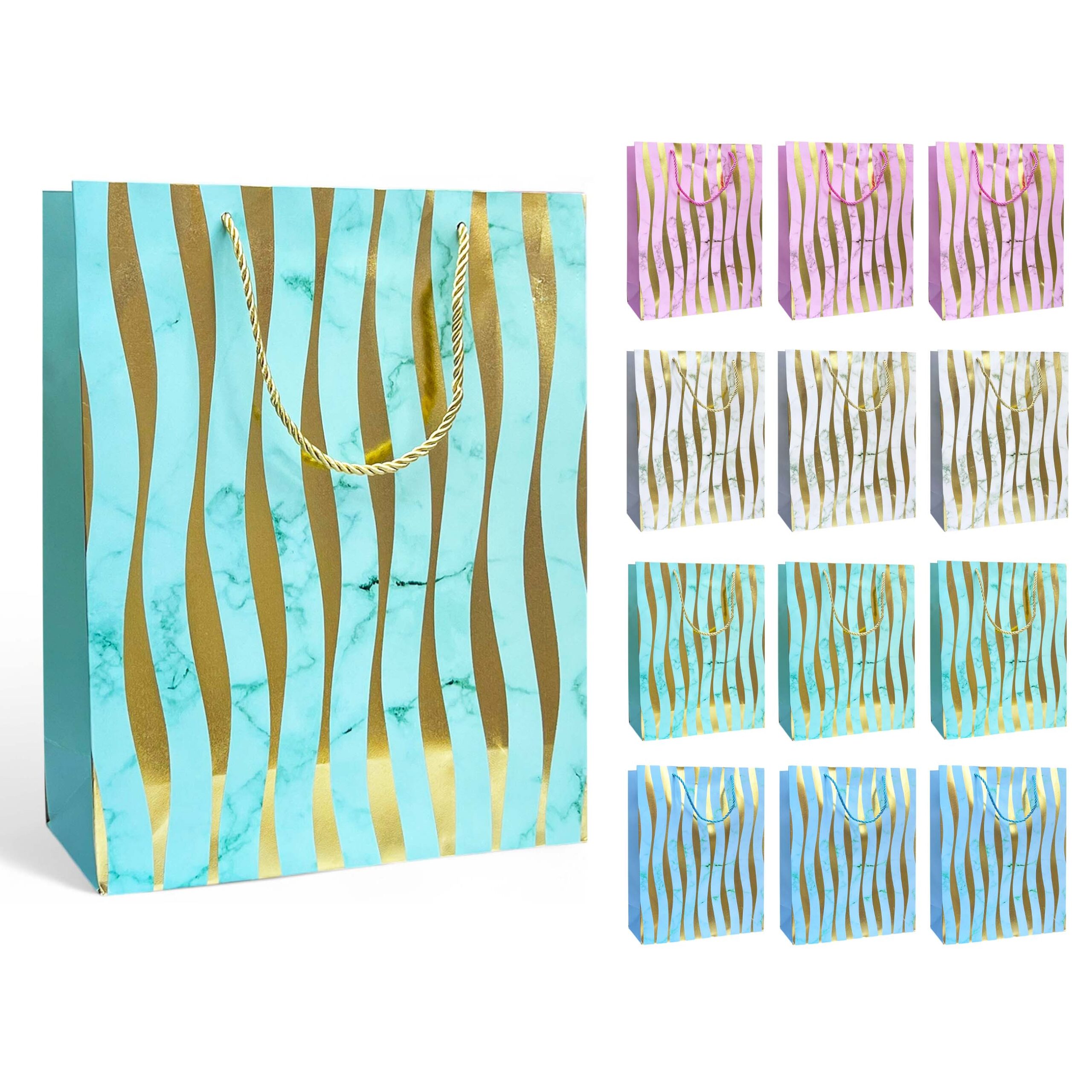 Pack of 12 Assorted Design Paper Bags, Birthday Gift Bags – 3 Sizes ...