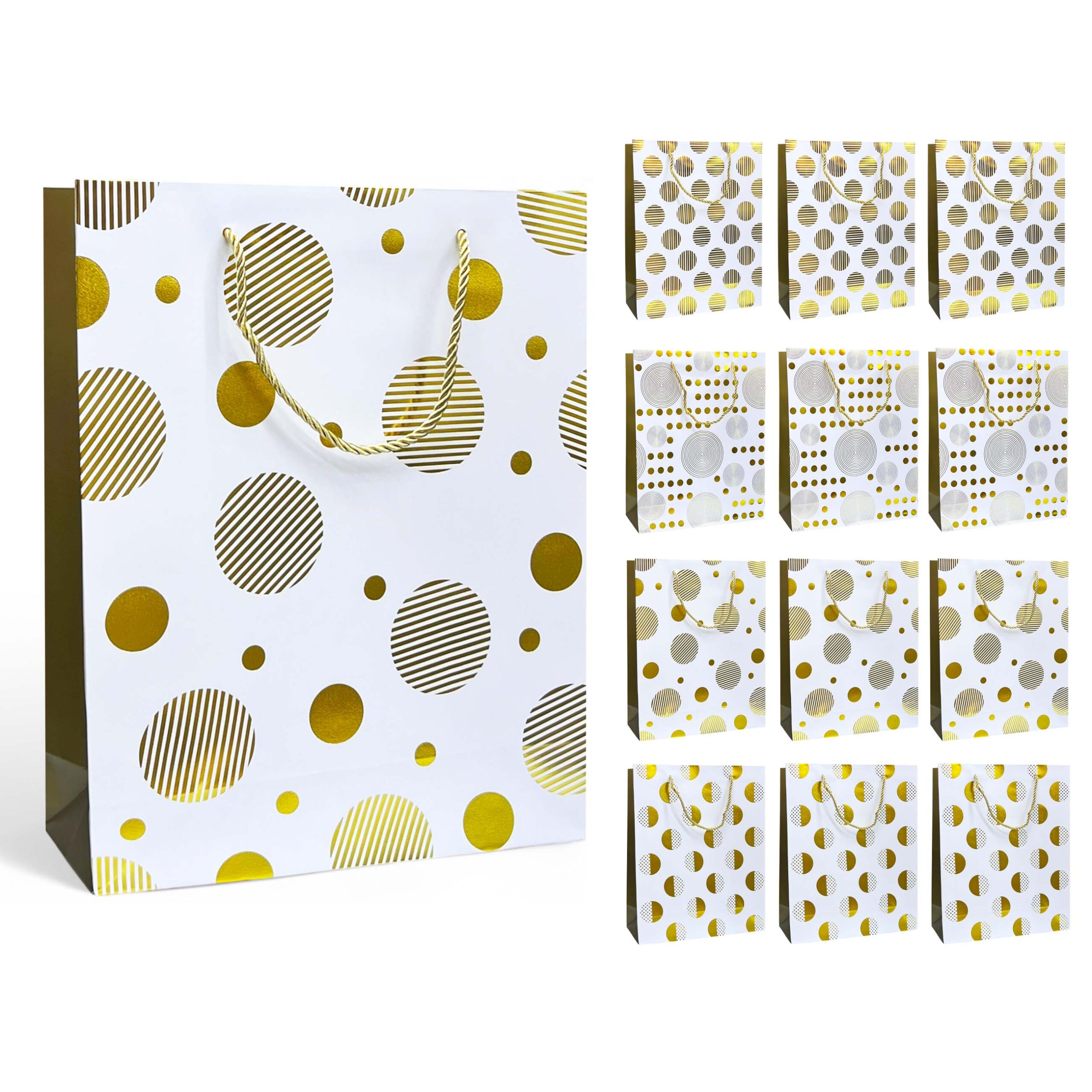 Pack of 12 Assorted Design Paper Bags, Birthday Gift Bags – 3 Sizes ...