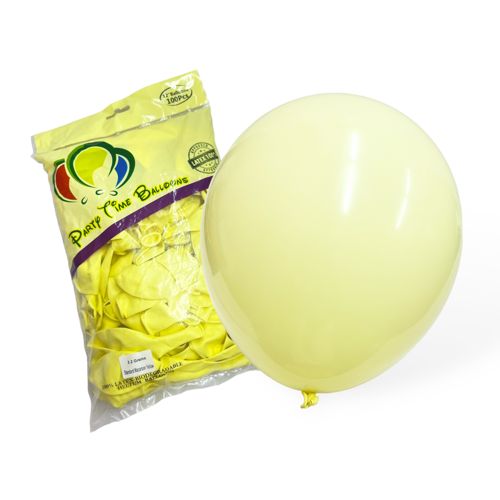 100pcs 12″ 3.2g Party Time Pastel Yellow Latex Balloons – Party Time Dubai
