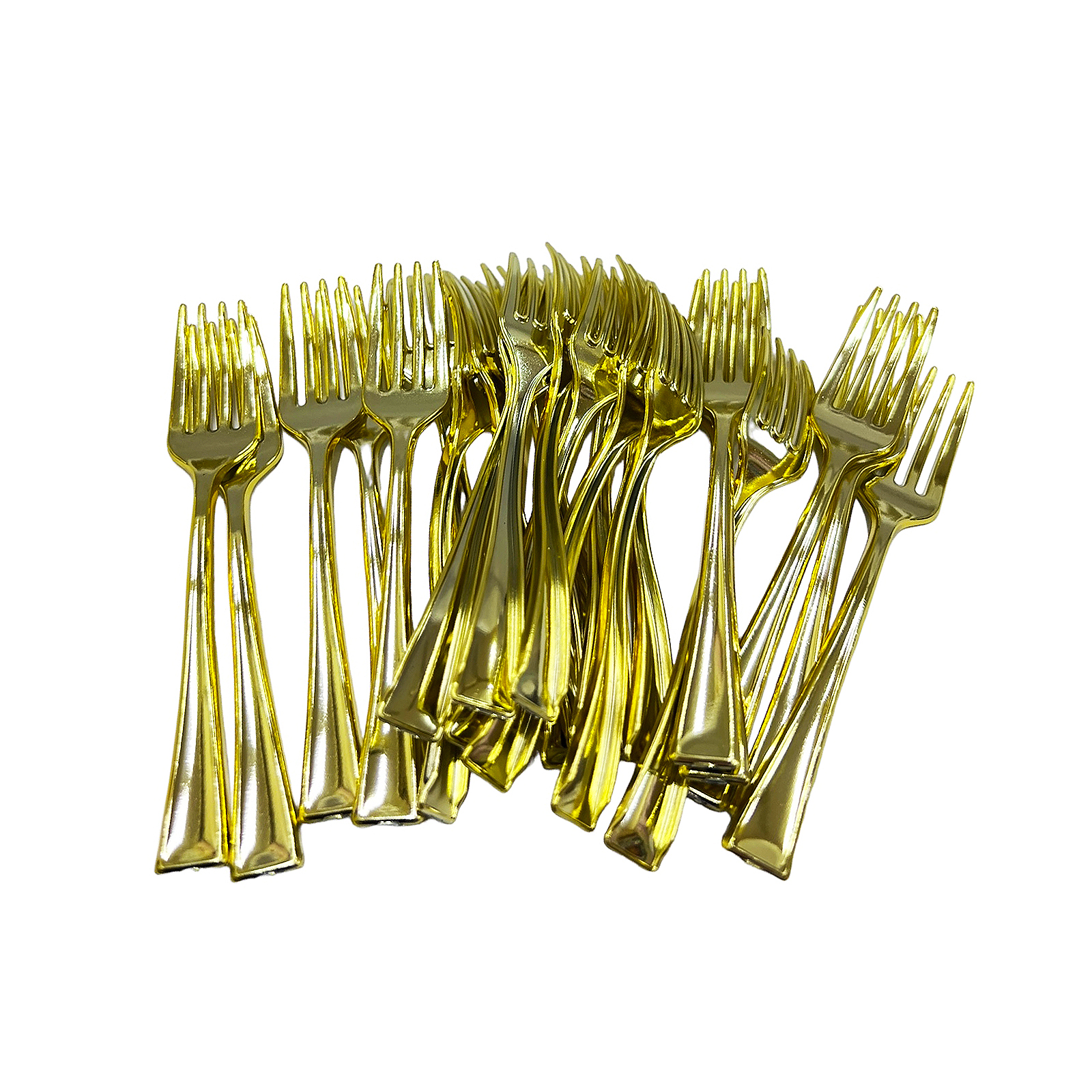 24-Pieces Gold Mini Metallic Plastic Forks – Disposable Party Tableware ...