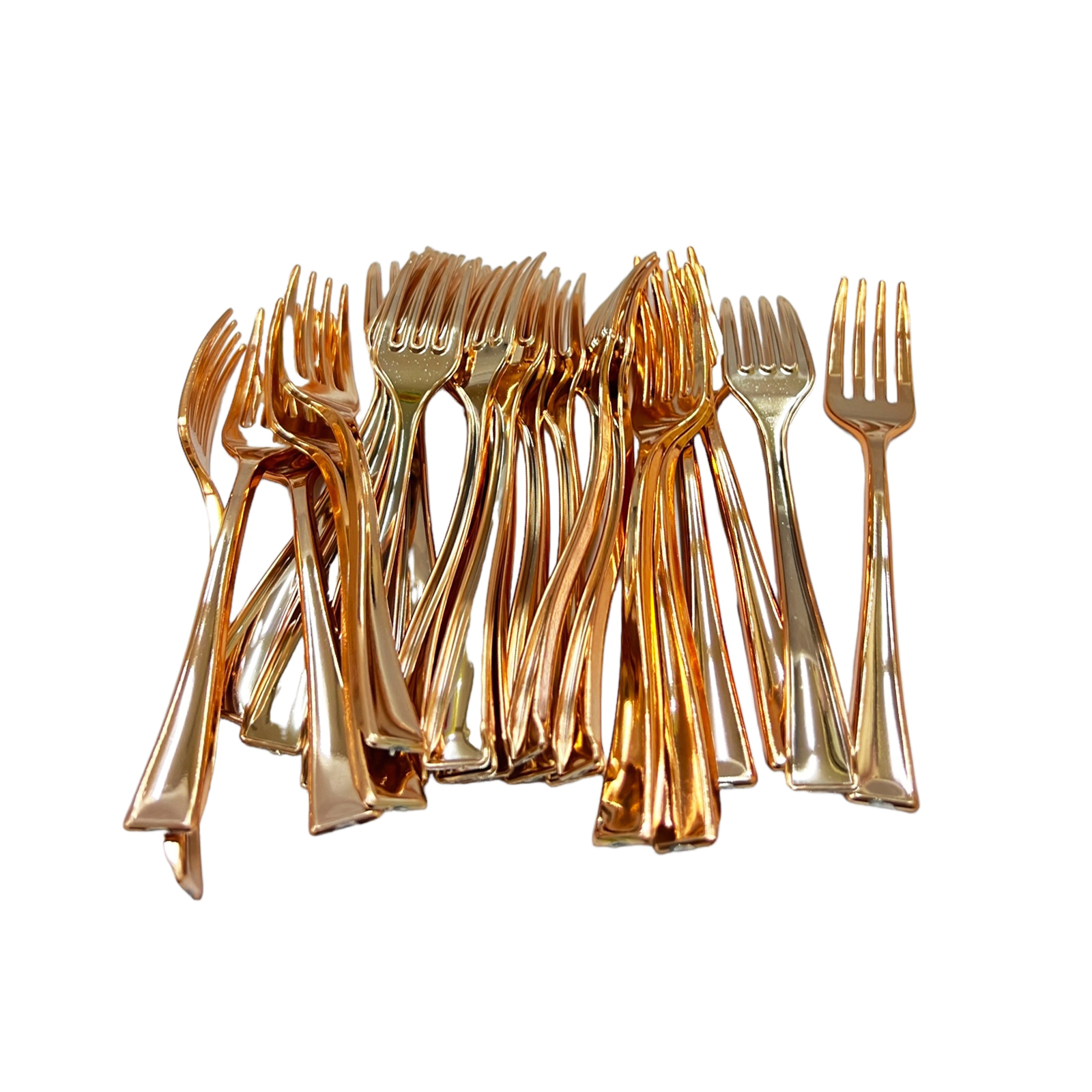 24-Pieces Rose Gold Mini Metallic Plastic Forks – Disposable Party ...