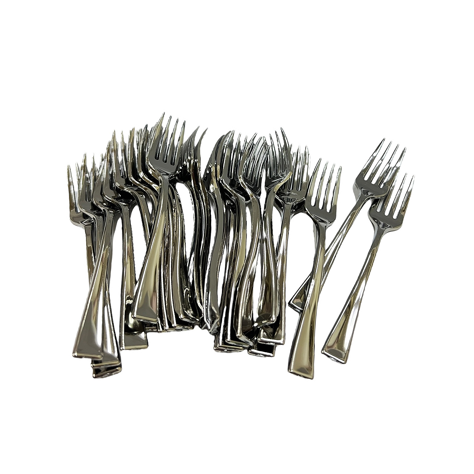 24-Pieces Dark Silver Mini Metallic Plastic Forks – Disposable Party ...