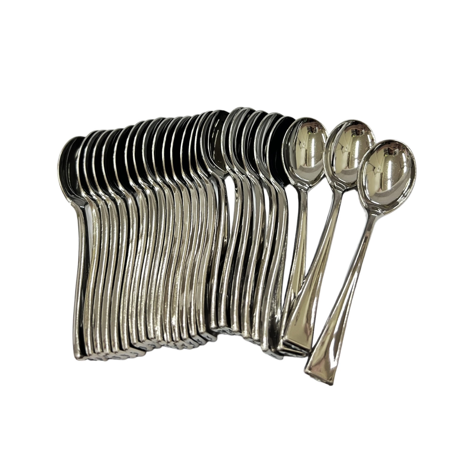 24-Pieces Dark Silver Mini Metallic Plastic Spoons – Disposable Party ...