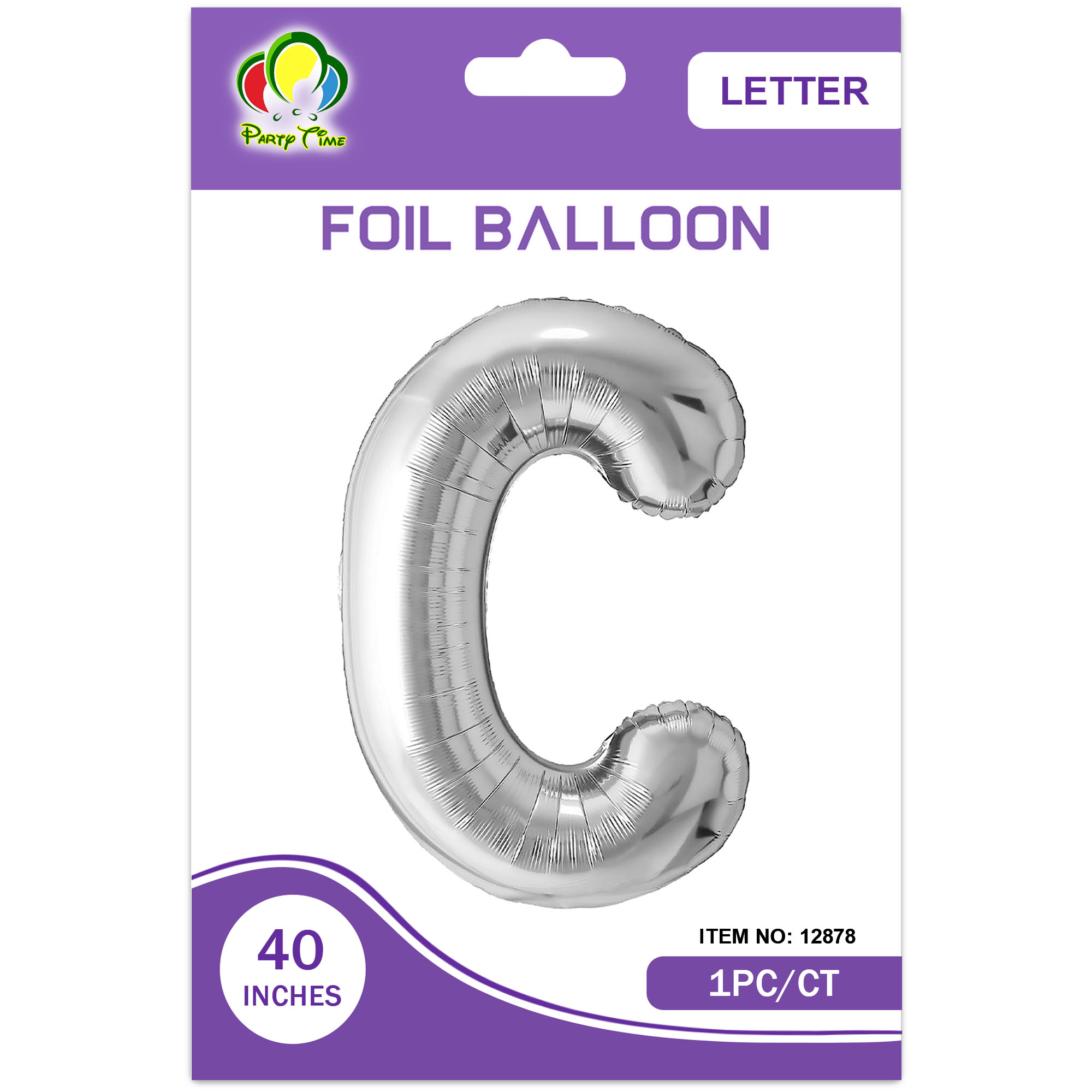 40″ Letter C Foil Balloon, Silver – Party Time Dubai