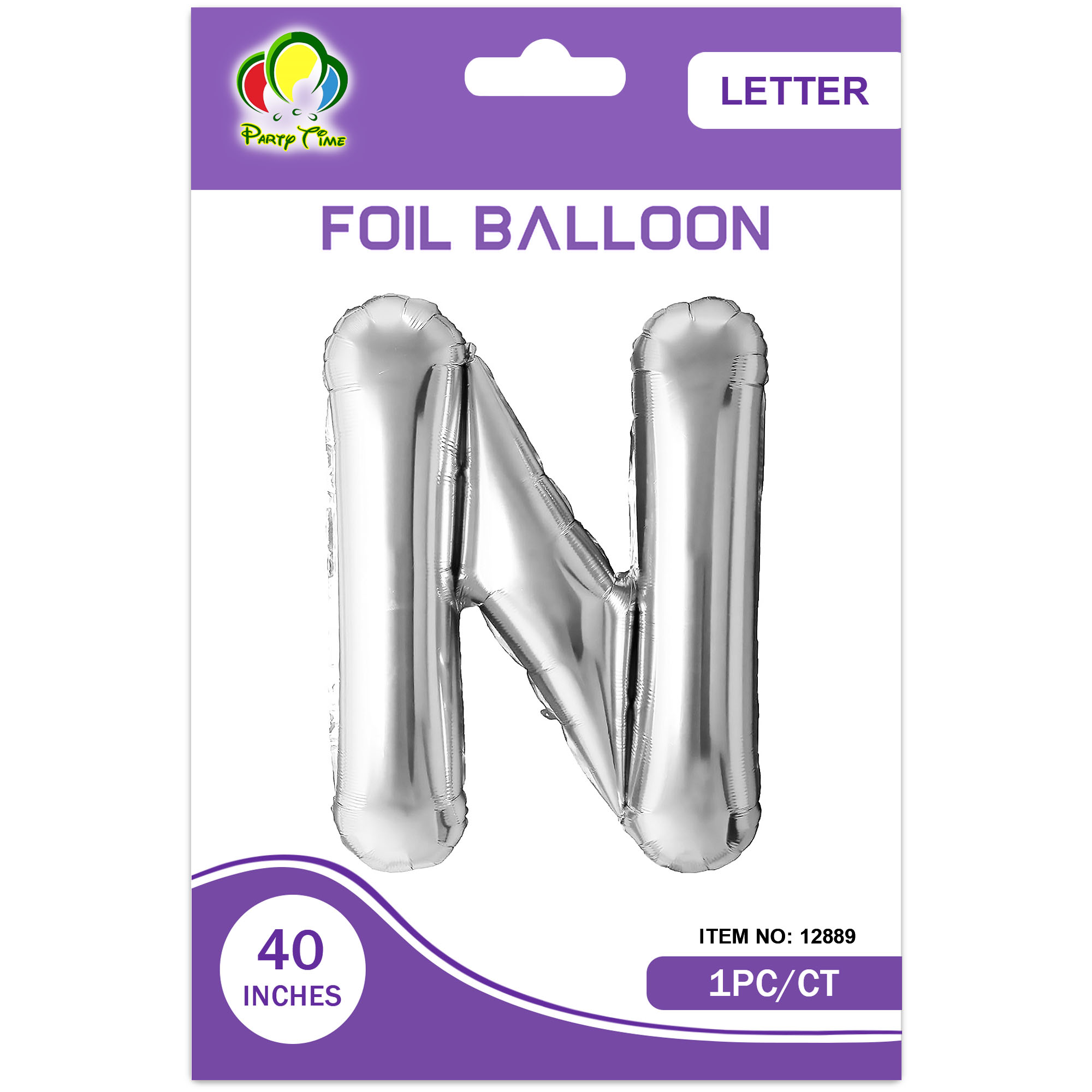 40″ Letter N Foil Balloon, Silver – Party Time Dubai