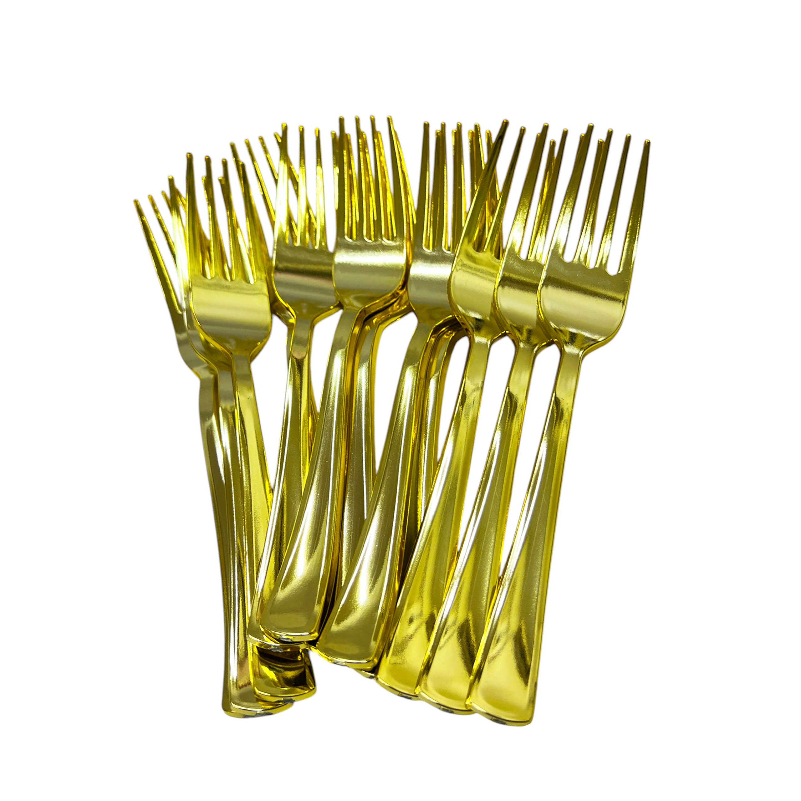 12-Pieces Gold Metallic Plastic Forks – Disposable Party Tableware ...