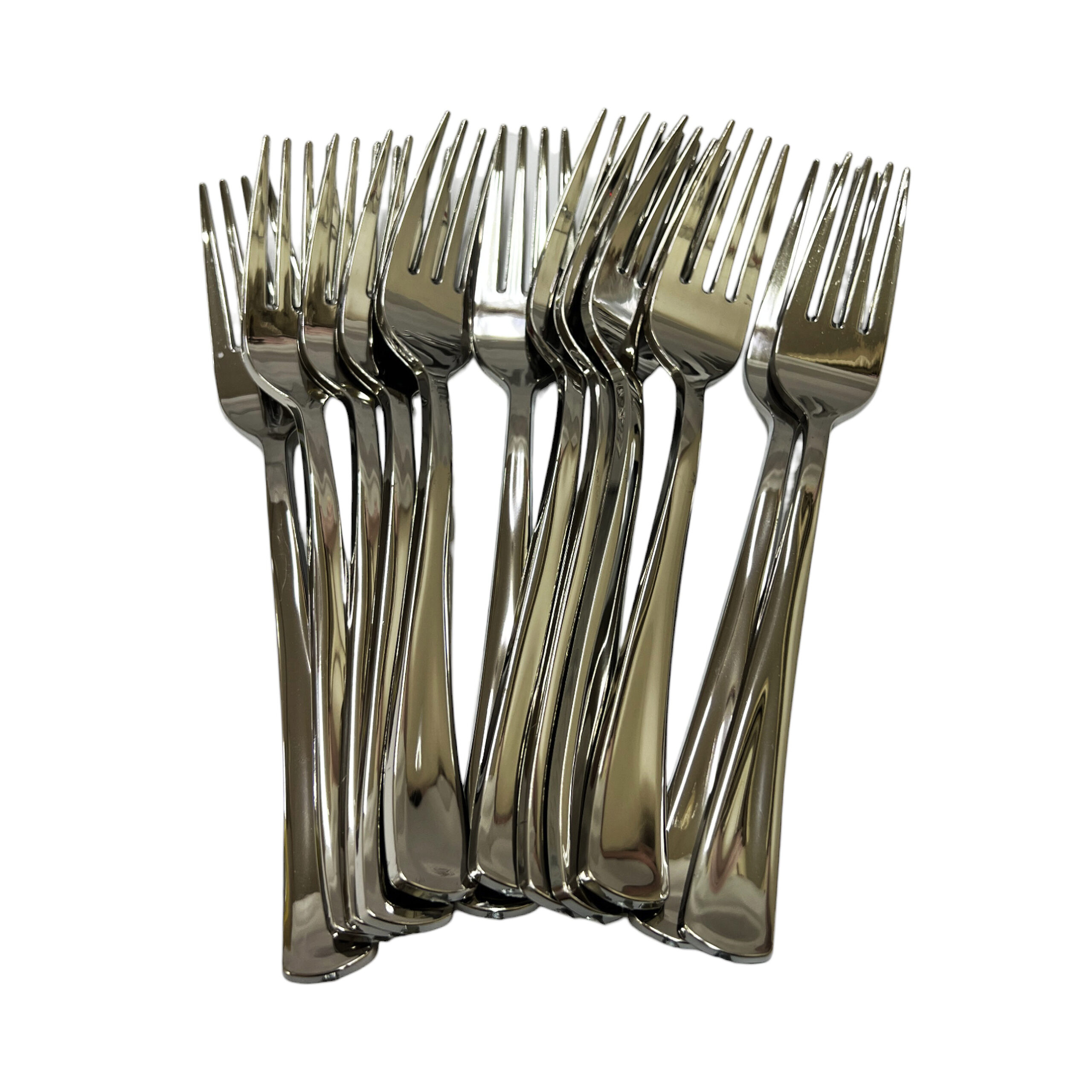 12-Pieces Dark Silver Metallic Plastic Forks – Disposable Party ...