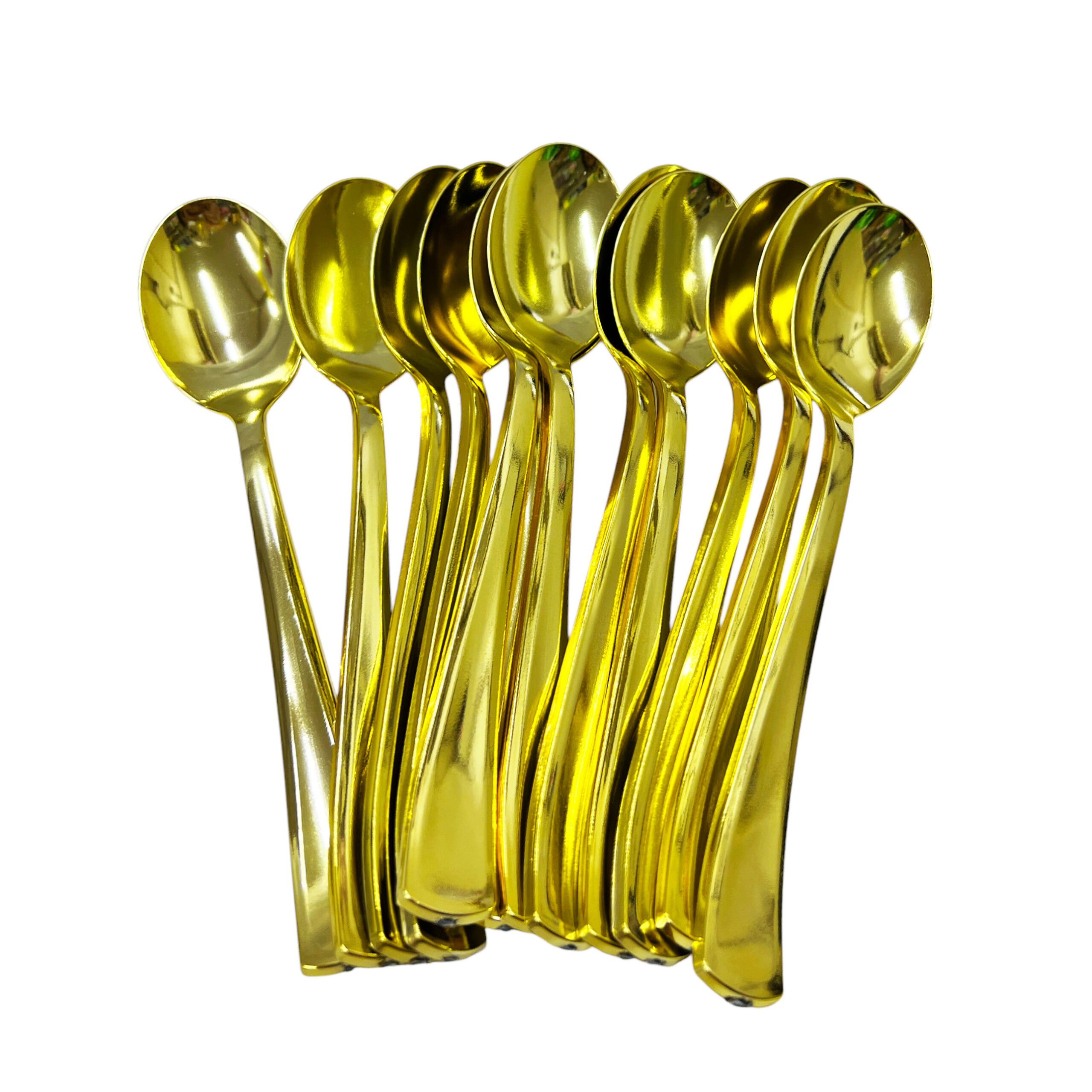 12-Pieces Gold Metallic Plastic Spoons – Disposable Party Tableware ...