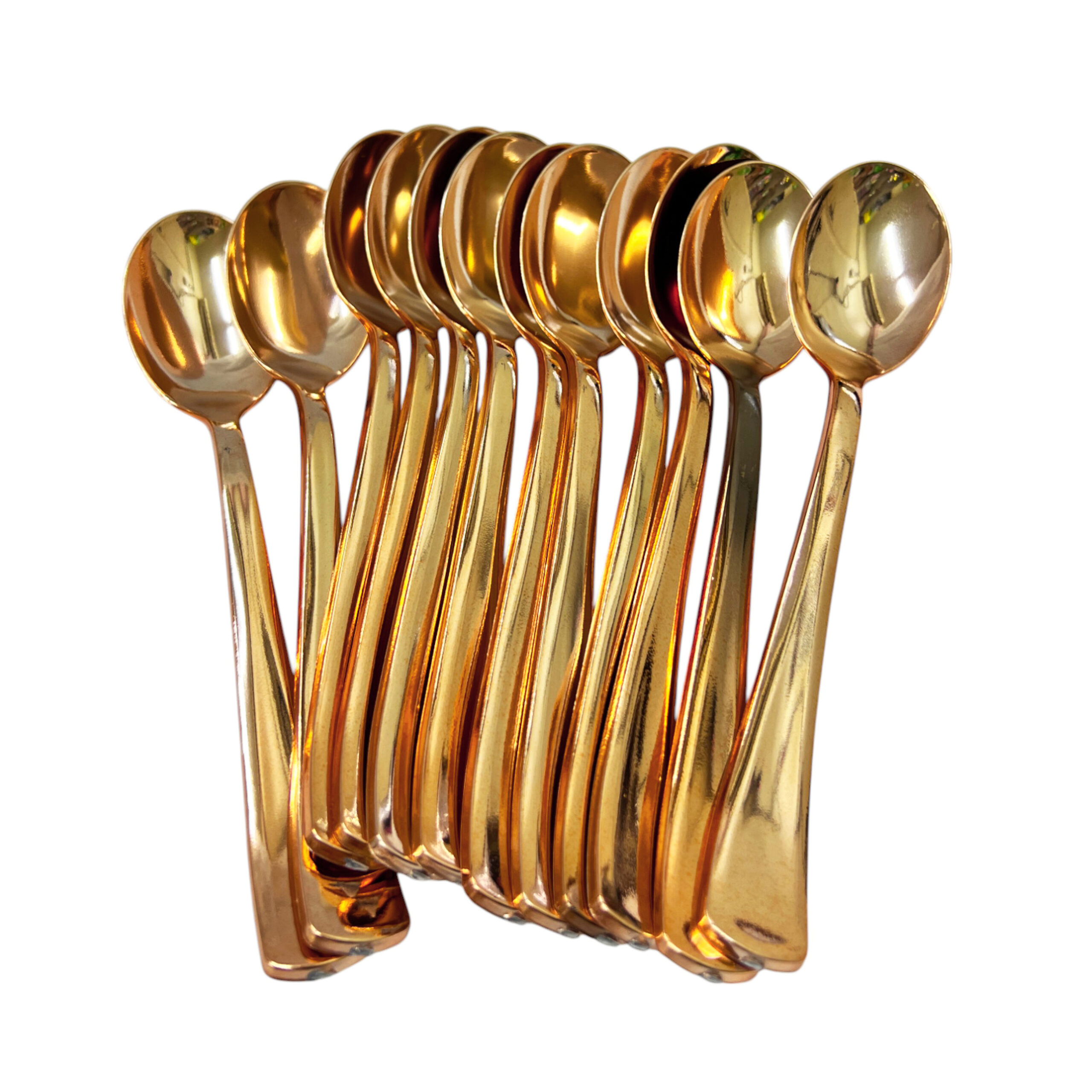 12-Pieces Rose Gold Metallic Plastic Spoons – Disposable Party ...