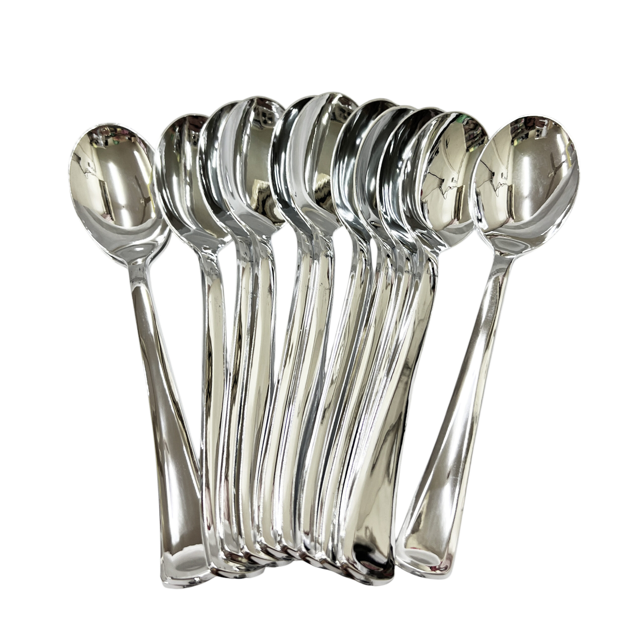 12-Pieces Silver Metallic Plastic Spoons – Disposable Party Tableware ...