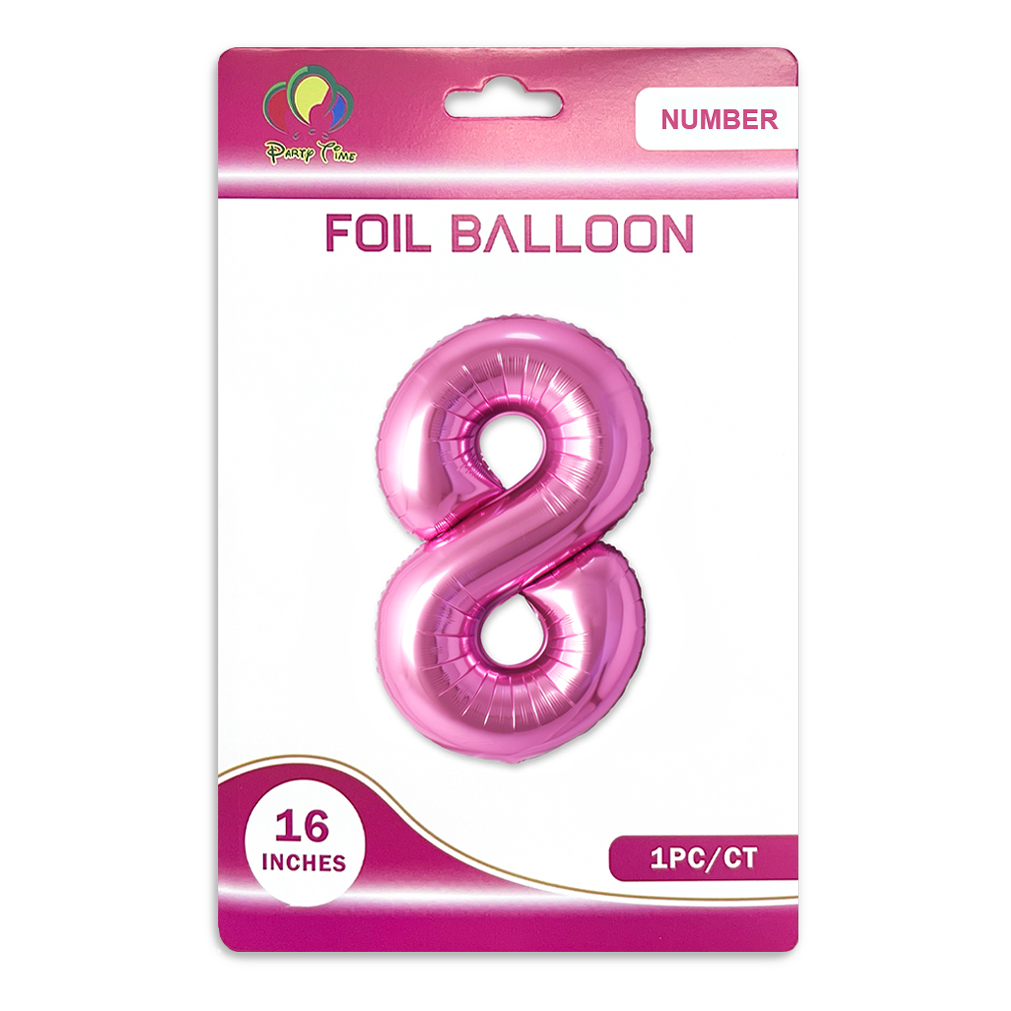 16″ Number 8 Foil Balloon, Pink – Party Time Dubai