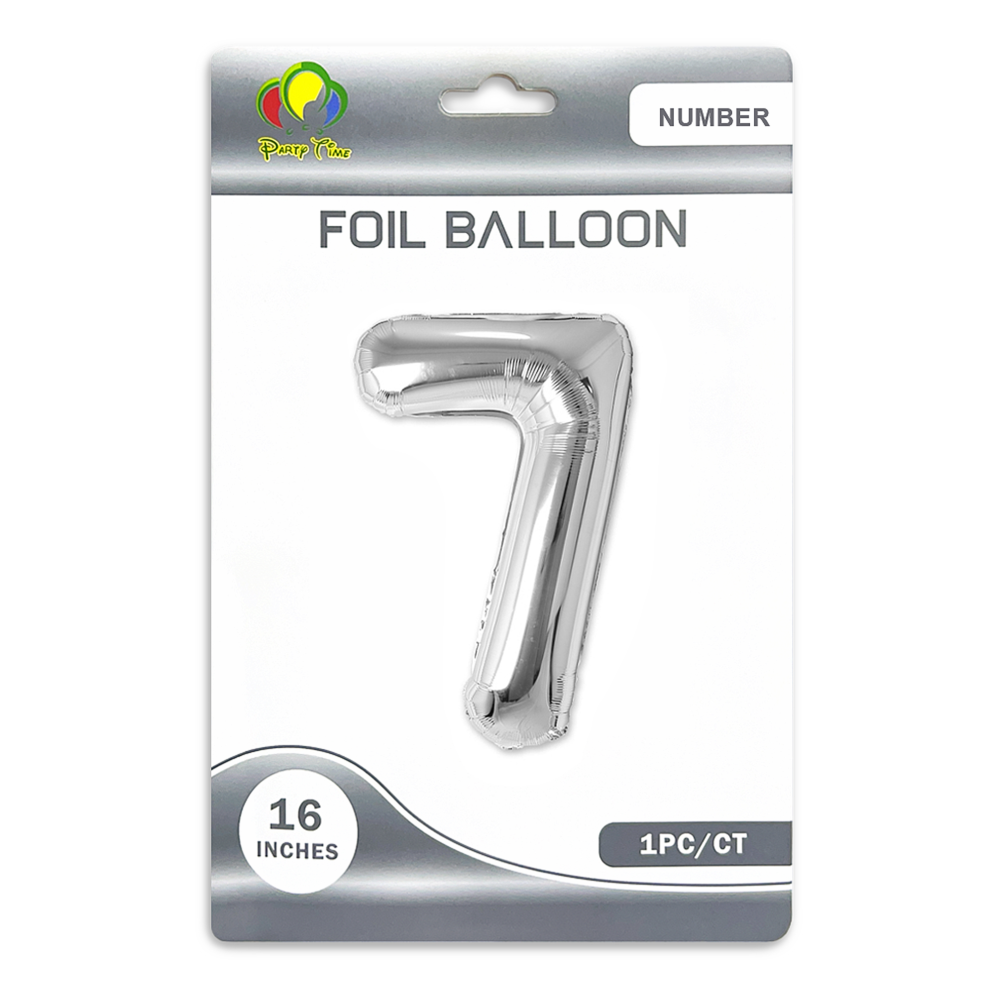 16″ Number 7 Foil Balloon, Silver – Party Time Dubai