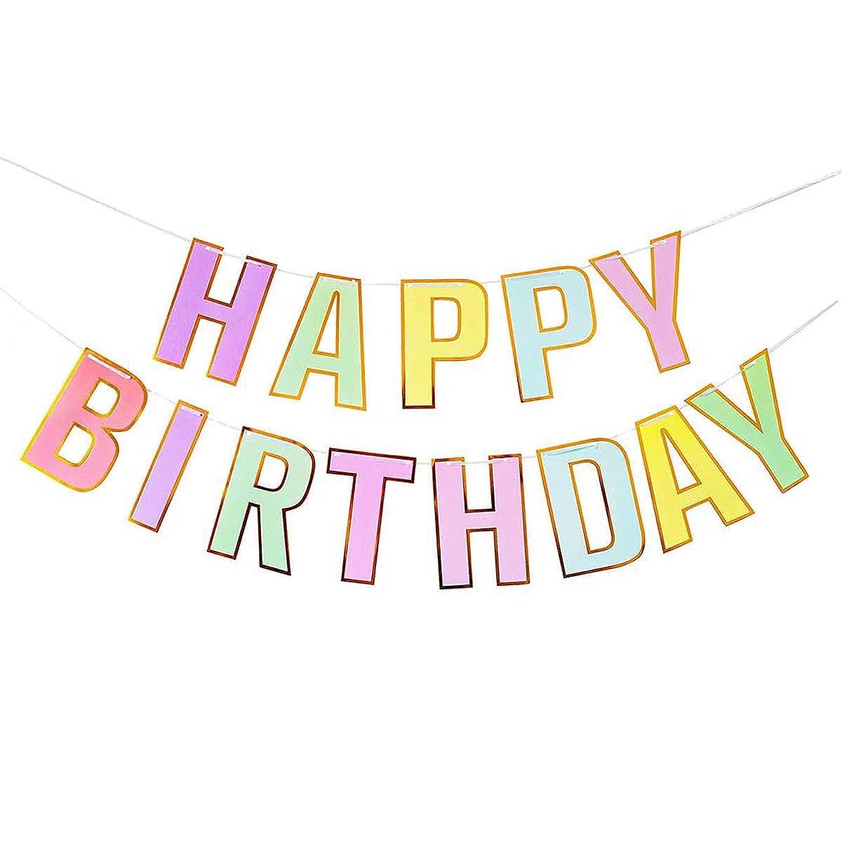 Pastel Colorful Happy Birthday Banner – Party Decorations – Party Time ...
