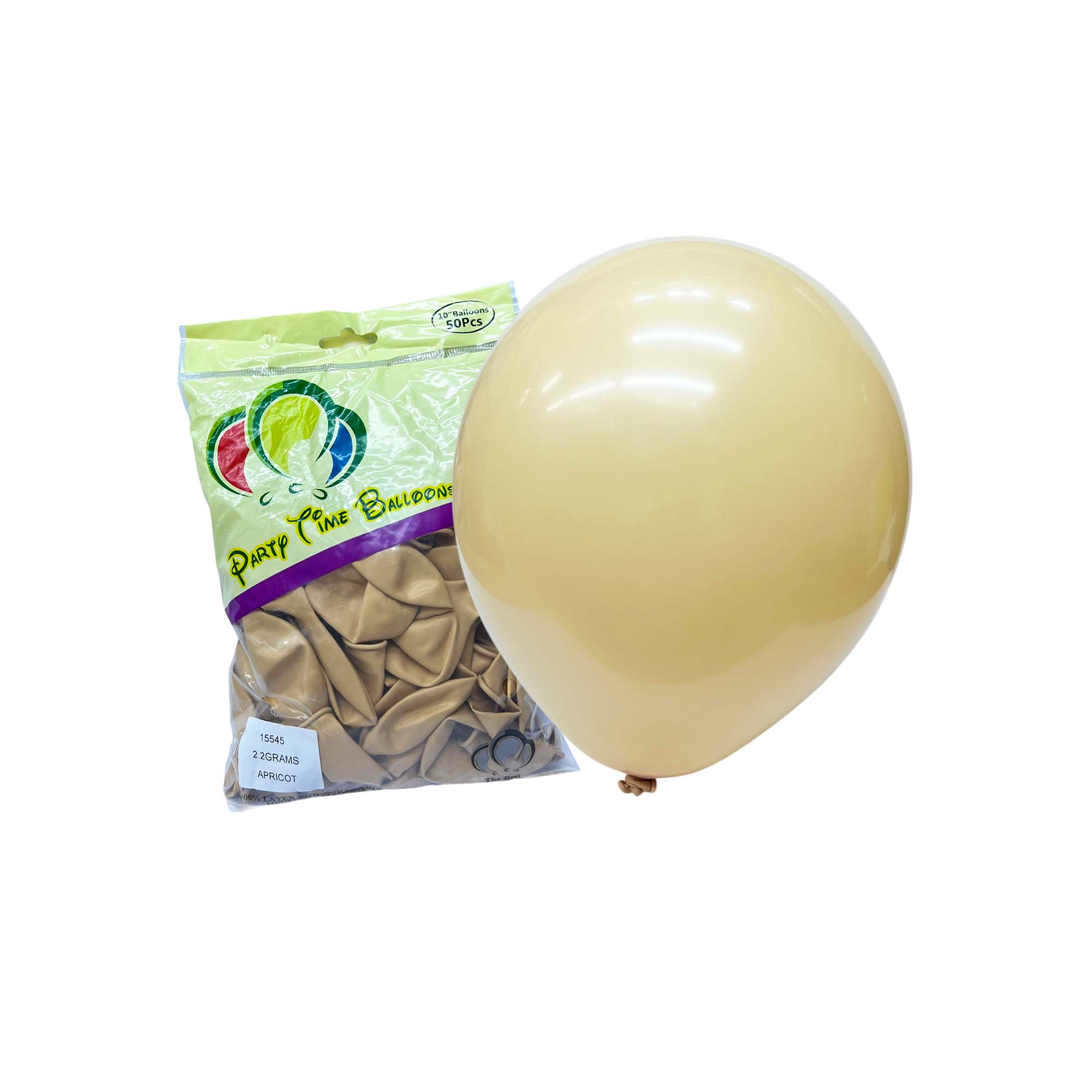 50pcs 10″ 2.2g Party Time Standard Apricot Latex Balloons – Party Time ...