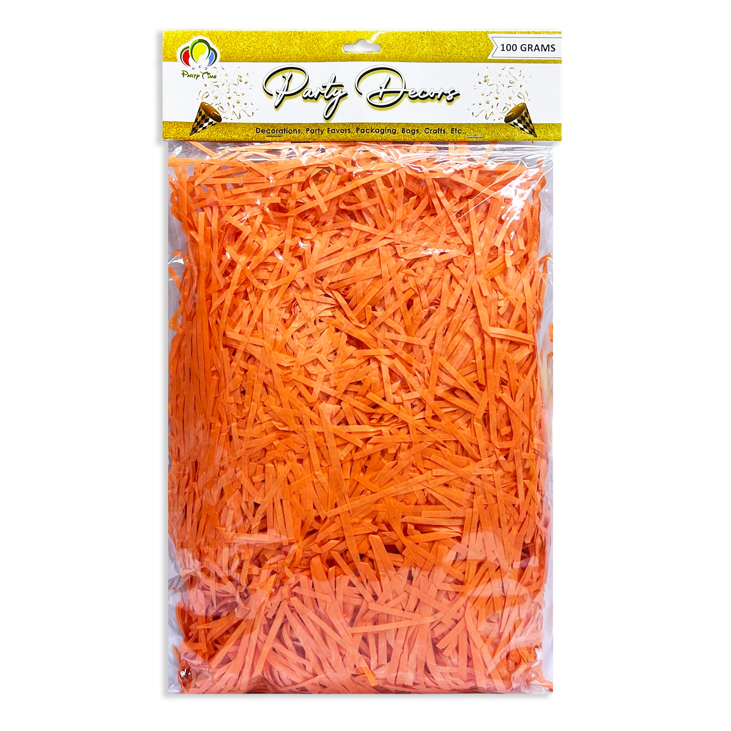 100grams Orange Shredded Papers, Gift Box Fillers – Party Time Dubai
